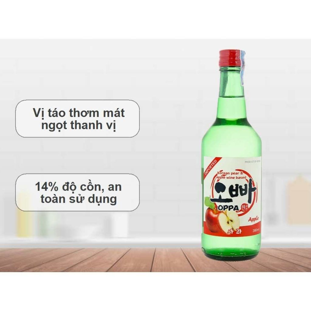 Rượu Soju Hàn Quốc Oppa vị táo Apple 360ml - Chính Hãng – Cỏ Sáu Lá ...