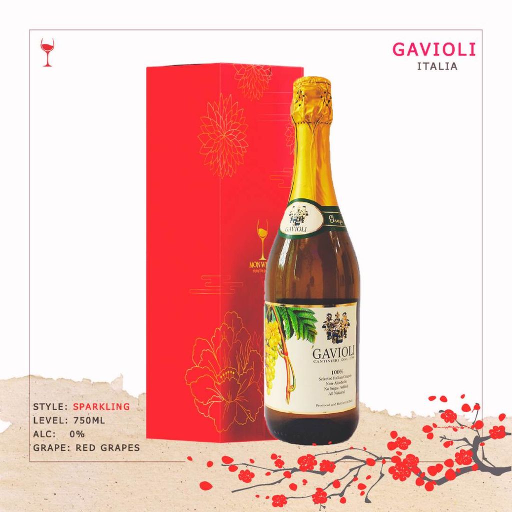 Bộ hộp quà 01 chai Nước ép Nho trắng có Gas - Gavioli 750 ml - Quà Tết ...