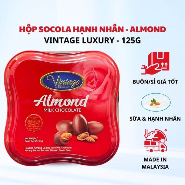 Hộp Socola Sữa Hạt Hạnh Nhân Almond Vintage Luxury 125g Màu Đỏ – Cỏ Sáu ...