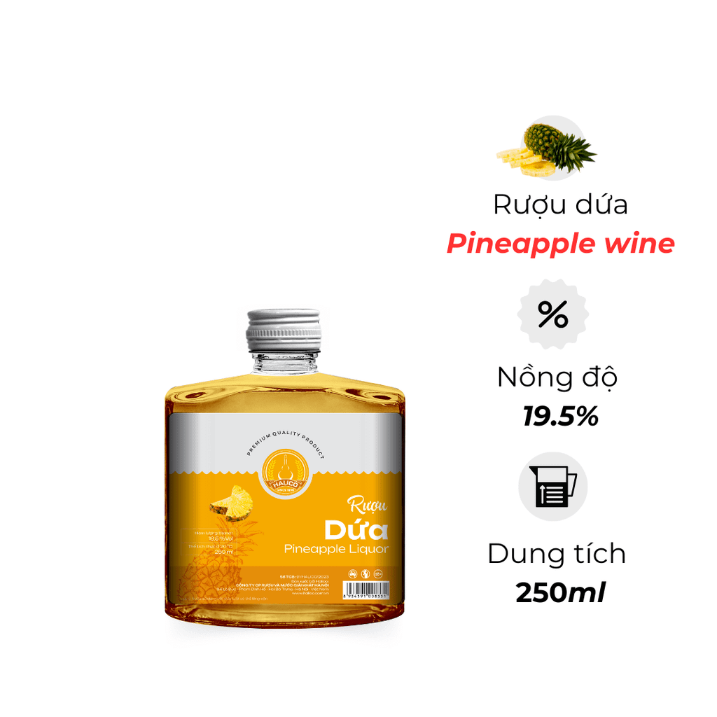 Rượu Dứa Halico 19,5% 250ml - Pineapple Liquor – Cỏ Sáu Lá Specialty