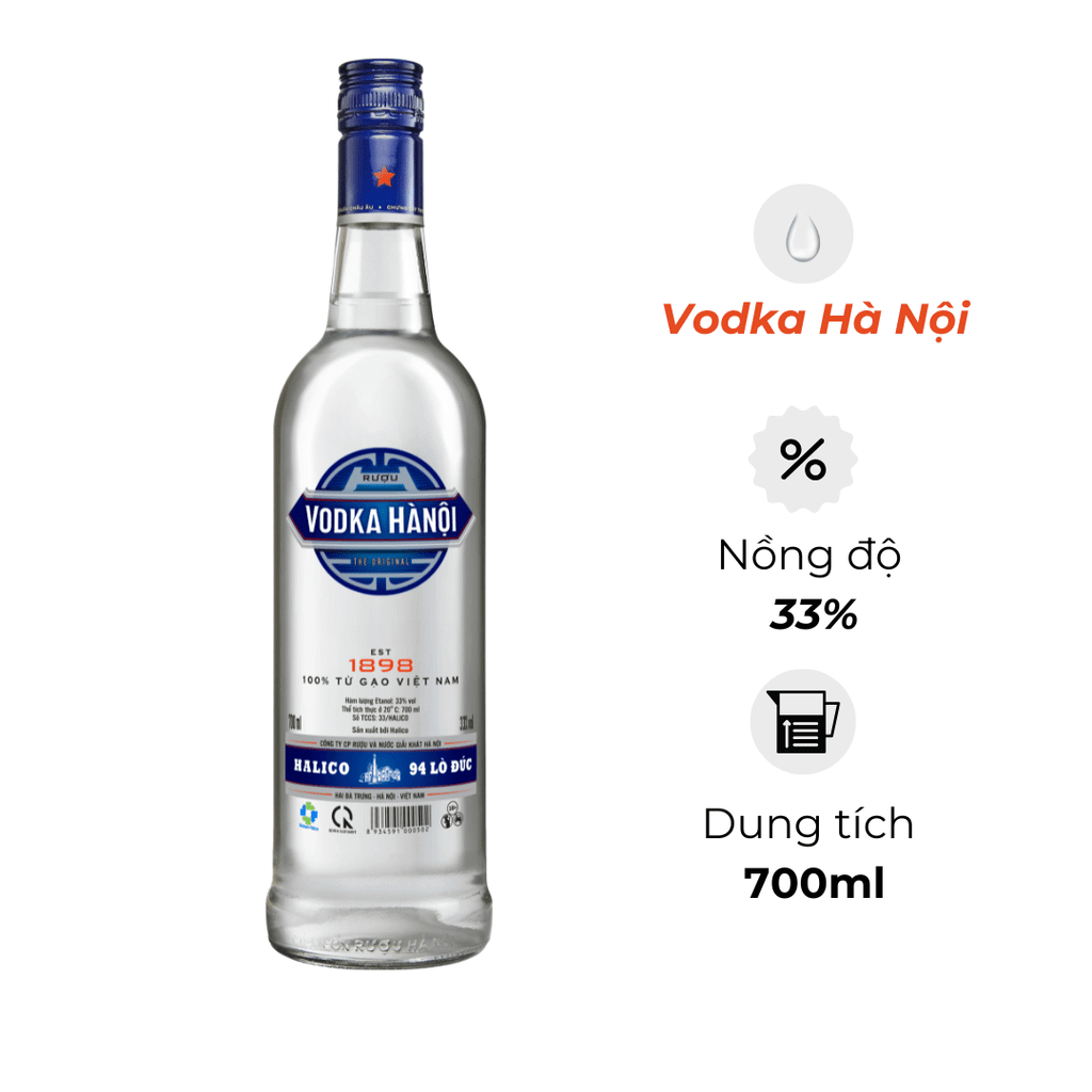 Rượu Vodka Hà Nội - Chai 700ml 33% (Bottle Vodka Ha Noi) – Cỏ Sáu Lá ...