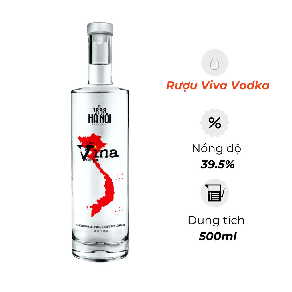Rượu Vina Vodka Hà Nội - Chai 500ml 39.5% (Bottle Vina Vodka Ha Noi ...
