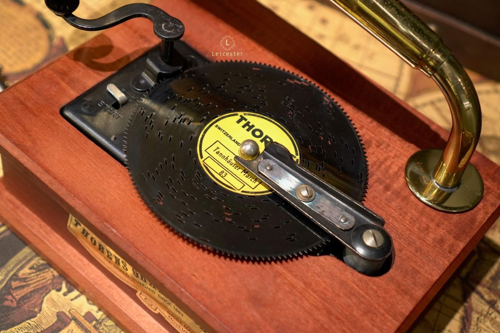 Thorens Gramophone Music Box with Brass Horn Reuge Swiss Movement ...