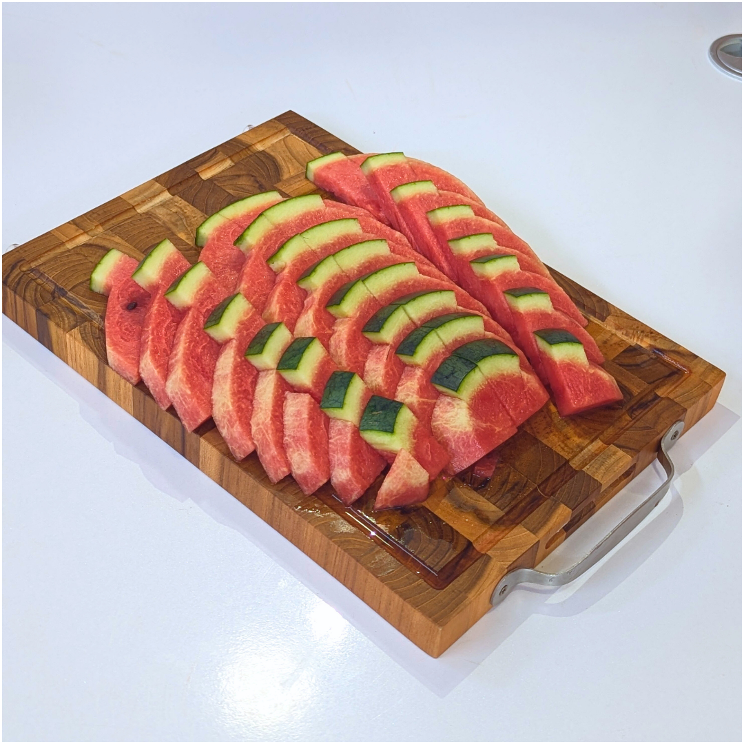 Thớt gỗ Teak có Tay cầm + 2 Chân đế sản xuất trực tiếp từ nhà máy DUBA