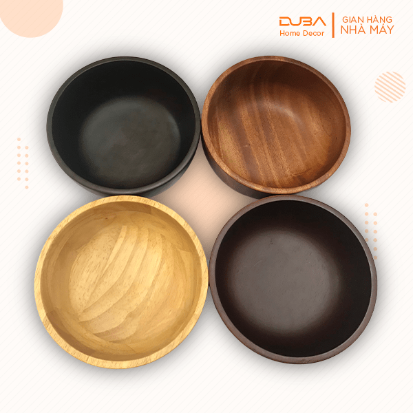 Tô/ bát gỗ rubber tròn size 15cm (cao 7cm) màu tự nhiên - Hàng xuất H