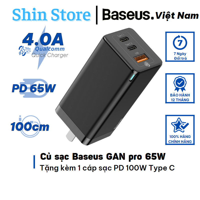 Bộ sạc Baseus Gan Pro 65W