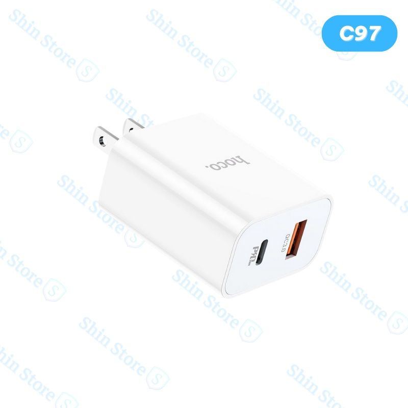 Củ sạc nhanh Hoco C97, cốc sạc nhanh PD 20W cổng USB và Type C QC3.0,