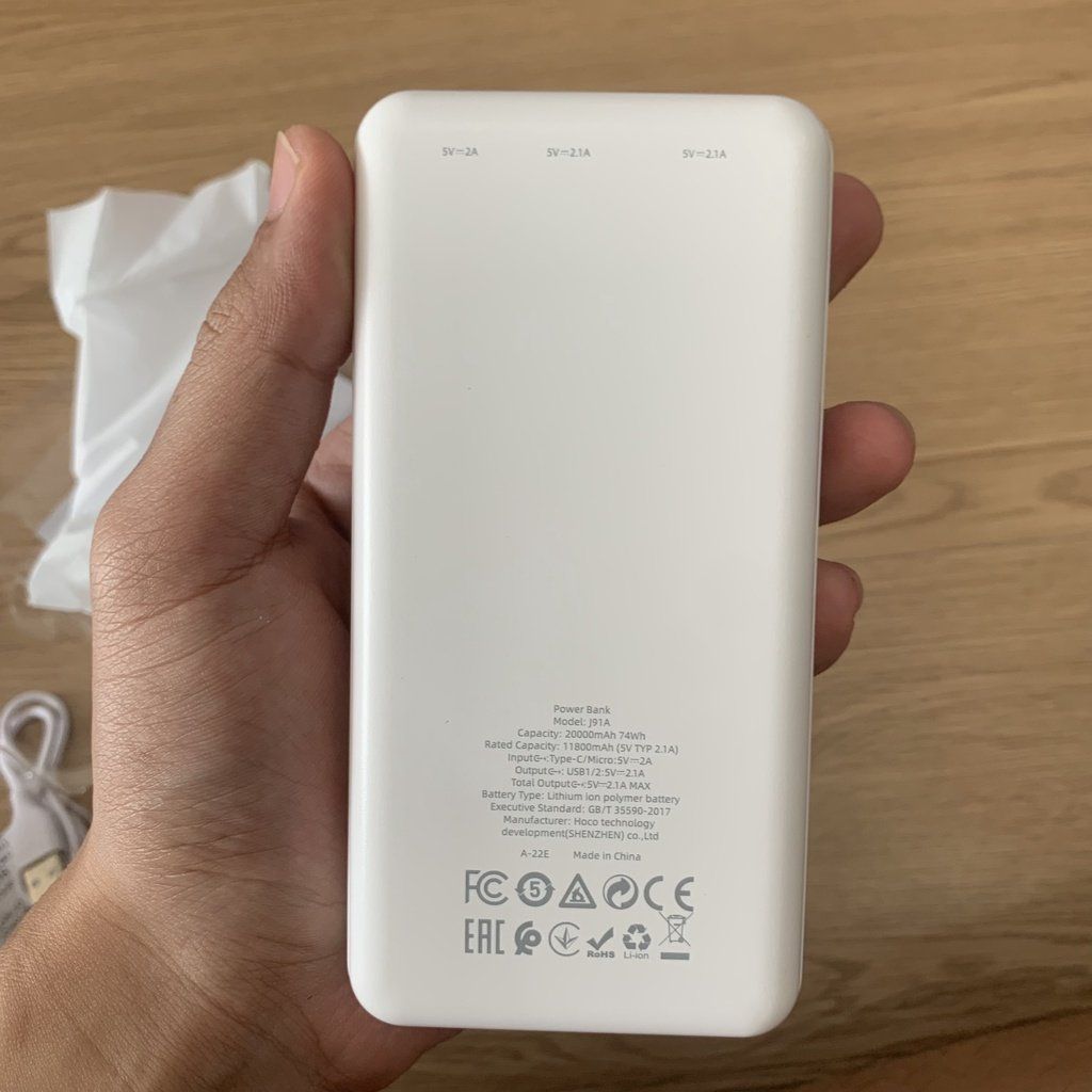 Pin sạc dự phòng Hoco J91 J91A, dung lượng pin 10000-20000mAh Sạc nhan