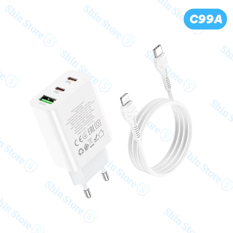Bộ sạc nhanh 20W Hoco C99A, củ sạc 3 cổng Type C 18W Type C 20 W USB Q
