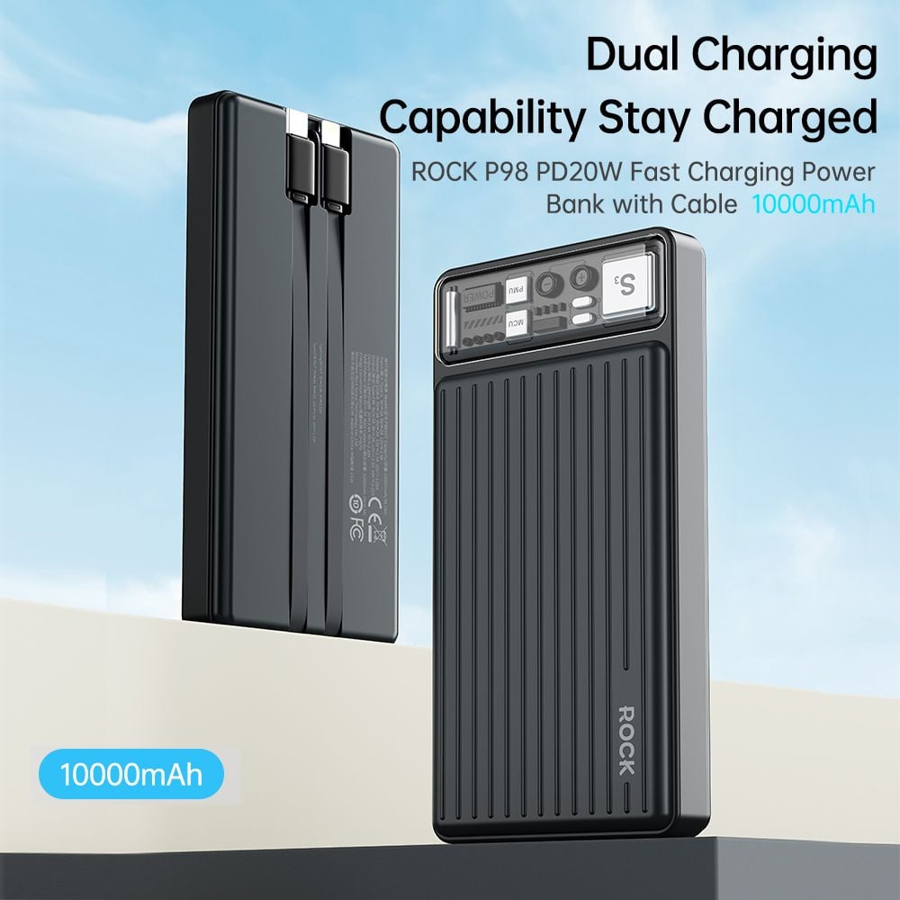 Pin Sạc Dự Phòng ROCK P98 Fast Charging Power Bank with Cable – Promax Studio