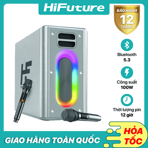 Loa Karaoke di động HiFuture MusicBox 100W (Kèm 2 Micro wireless ...