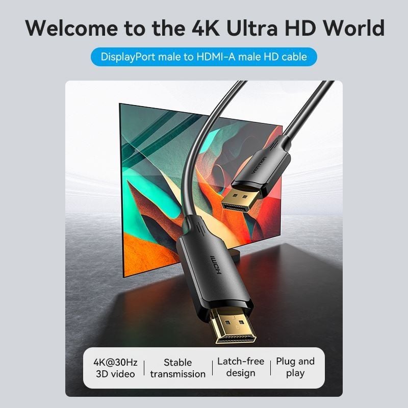Cáp Chuyển DisplayPort to HDMI 4K VENTION HFO – Promax Studio