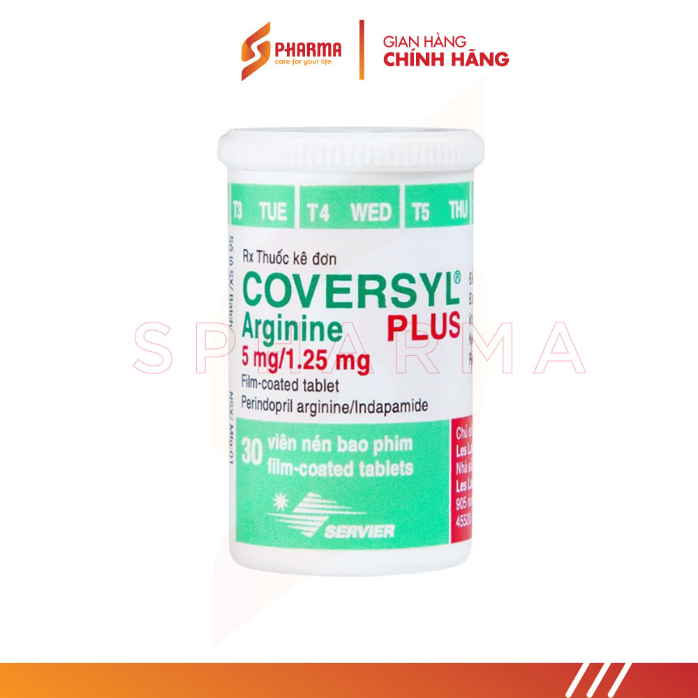 COVERSYL PLUS 5MG/1.25MG – Hỗ trợ tăng huyết áp – Servier [Pháp] – Lọ – SPHARMA