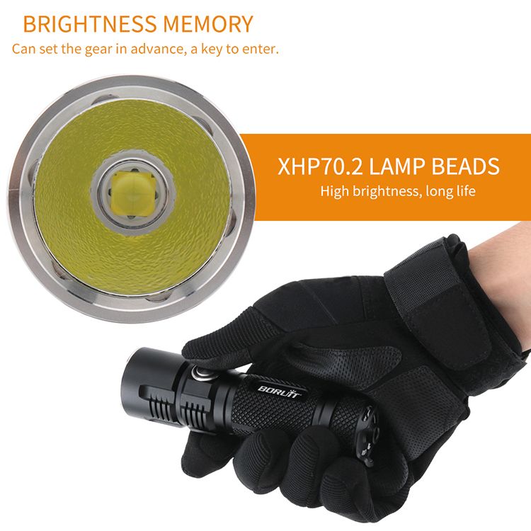 Đèn pin Boruit BC10 Độ sáng: 3600LM Đèn pin hợp kim nhôm hàng không – vuakimkhi