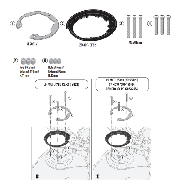 Ngàm túi bình xăng tanklock Givi BF72 - Movetek