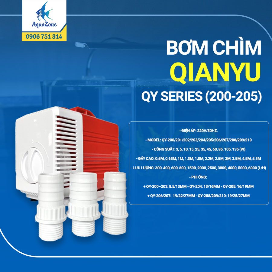 BƠM CHÌM CAO CẤP QIANYU - QY Series (200~205) - AquaZone - Siêu thị cá cảnh