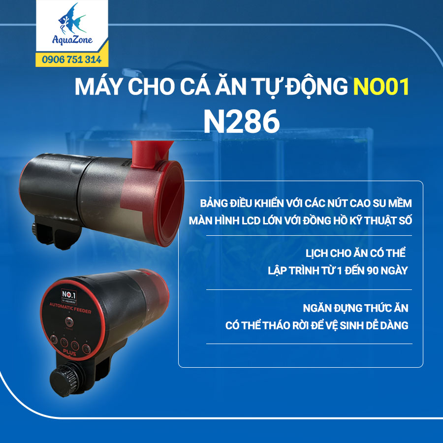 Máy cho cá ăn tự động NO01 N286 tiện lợi - AquaZone - Siêu thị cá cảnh