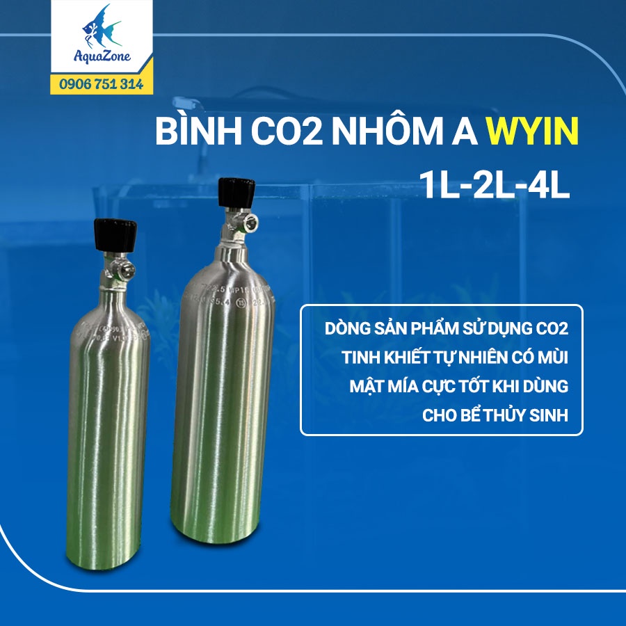 Bình CO2 nhôm A Wyin cho hồ thủy sinh - AquaZone - Siêu thị cá cảnh
