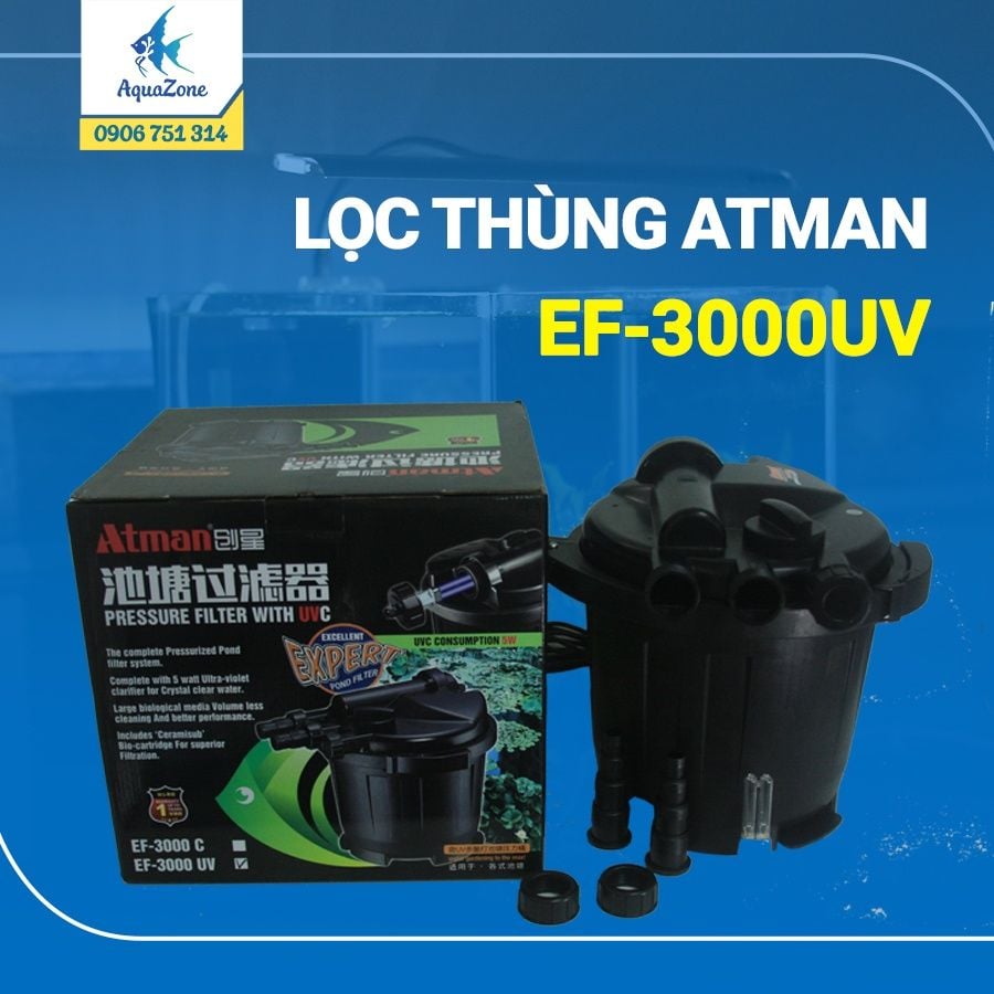 Thùng lọc nước hồ cá ATMAN - EF 300UV - AquaZone - Siêu thị cá cảnh
