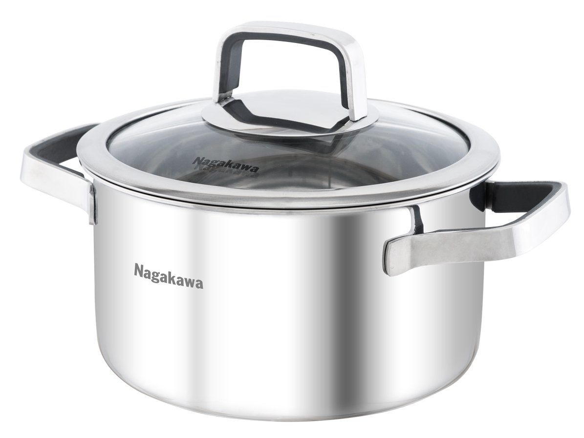 Bộ 3 nồi inox 304 nguyên khối Nagakawa NAG1353 (16cm, 20cm, 24cm) dùng