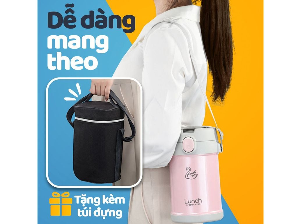 Hộp cơm giữ nhiệt 2GOOD Lunch Box HC01 (2 lít) - Kèm muỗng và đũa inox