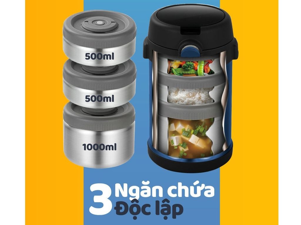 Hộp cơm giữ nhiệt 2GOOD Lunch Box HC01 (2 lít) - Kèm muỗng và đũa inox