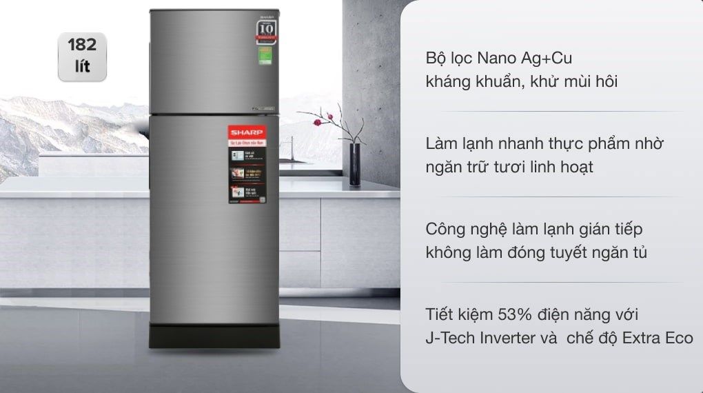 Tủ lạnh Sharp Inverter 182 lít SJ-X201E-DS (2 cánh)