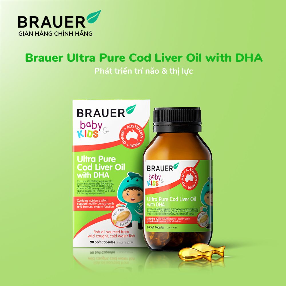 Vitamin BRAUER Baby & Kids Ultra Pure Cod Liver Oil with DHA - Bổ sung ...