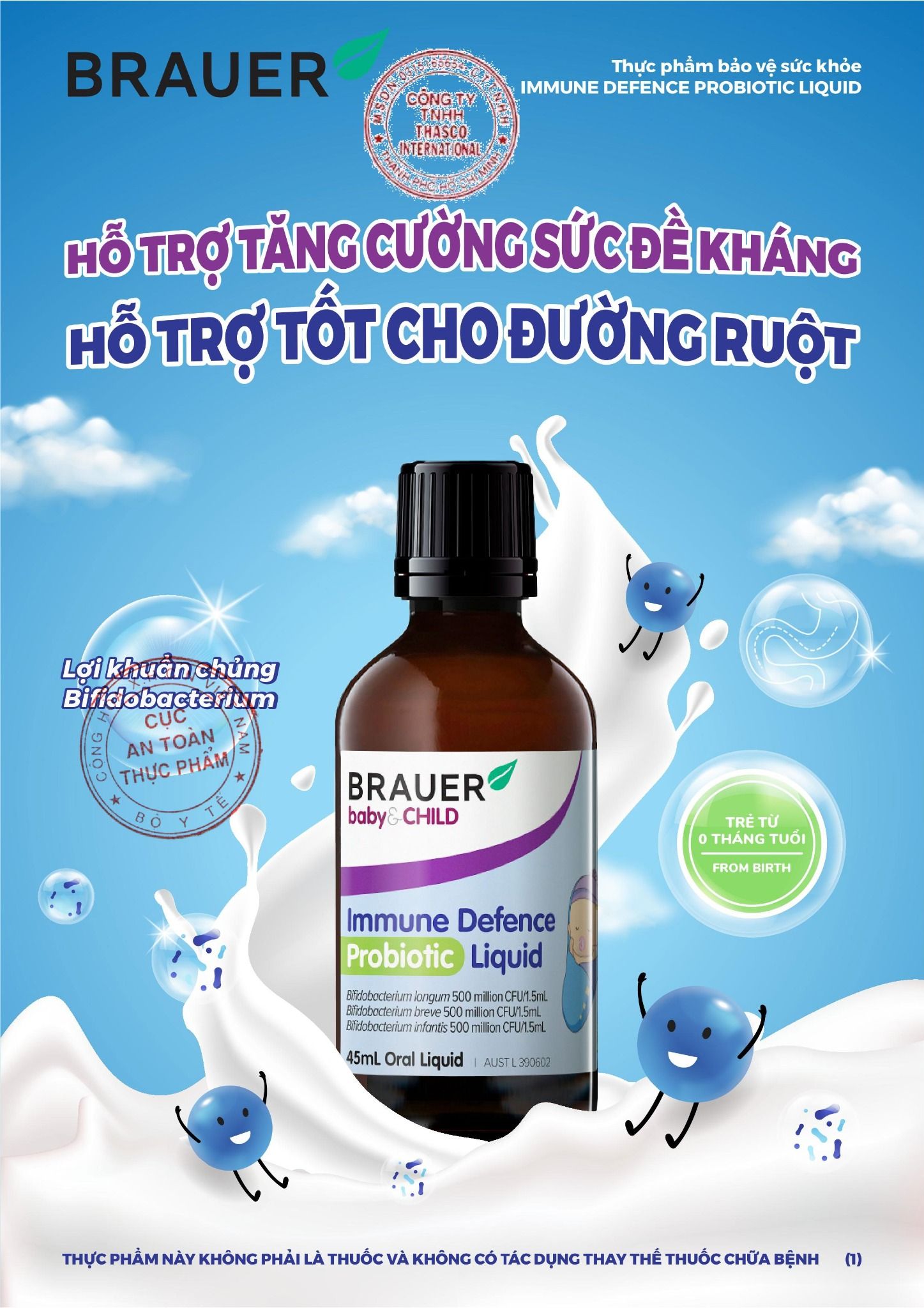 Thực phẩm bảo vệ sức khỏe IMMUNE DEFENCE PROBIOTIC LIQUID – Brauer Việt Nam