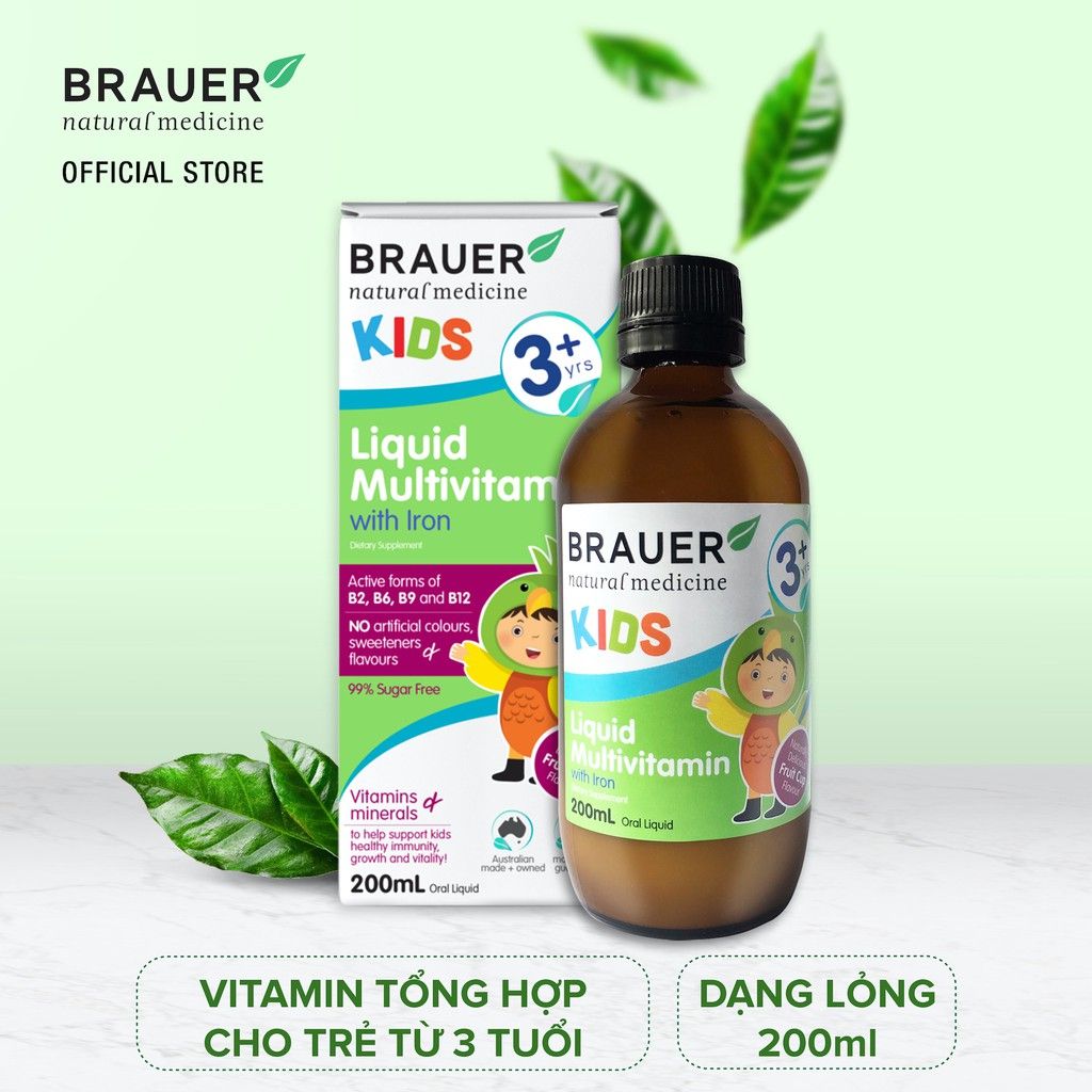 Siro BRAUER Kids Liquid Multivitamin With Iron - Vitamin bổ sung Sắt ...