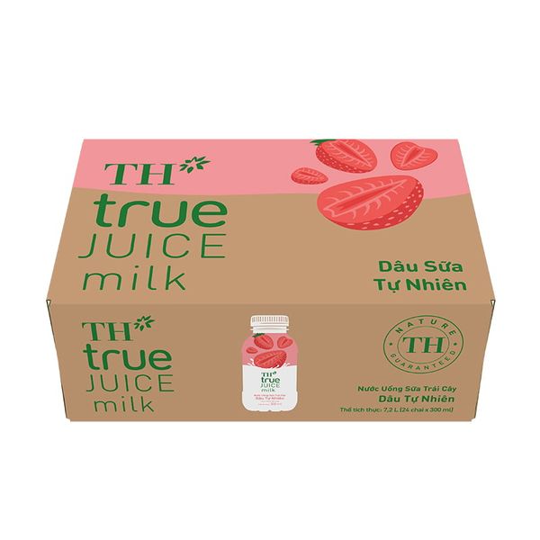 Nước uống sữa trái cây Dâu Tự Nhiên TH true JUICE milk (Lốc 6 chai x 3 ...