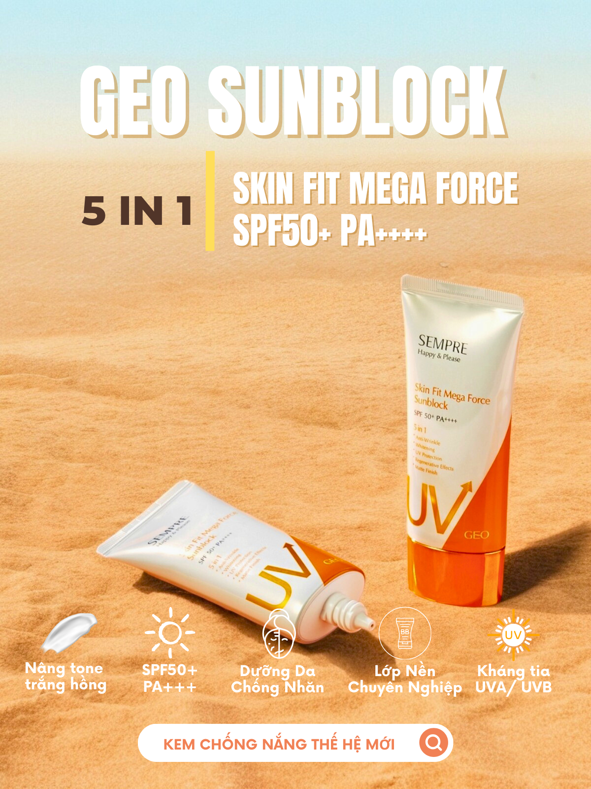 Kem chống nắng GEO LAMY Kiềm dầu Siêu đỉn Sempre Happy & Please Skin F ...