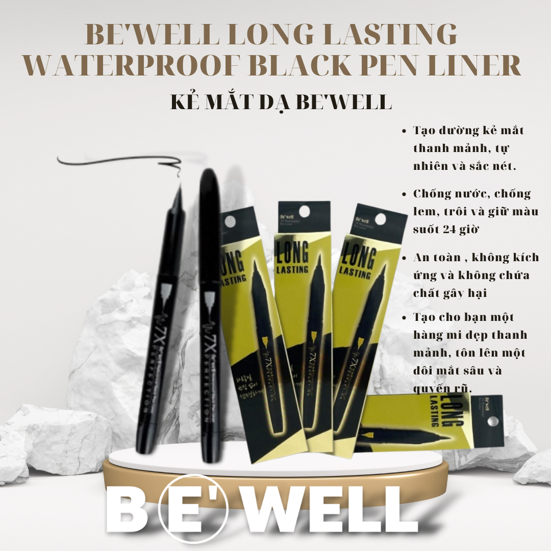 Kẻ mắt Be'well Long Lasting Waterproof Black Pen Liner 23g – Amok.Beauty