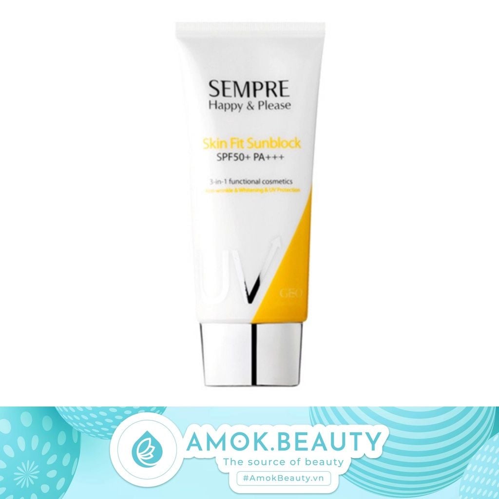 Kem chống nắng dưỡng trắng Geo Sempre Happy & Please Skin Fit Sunblock ...