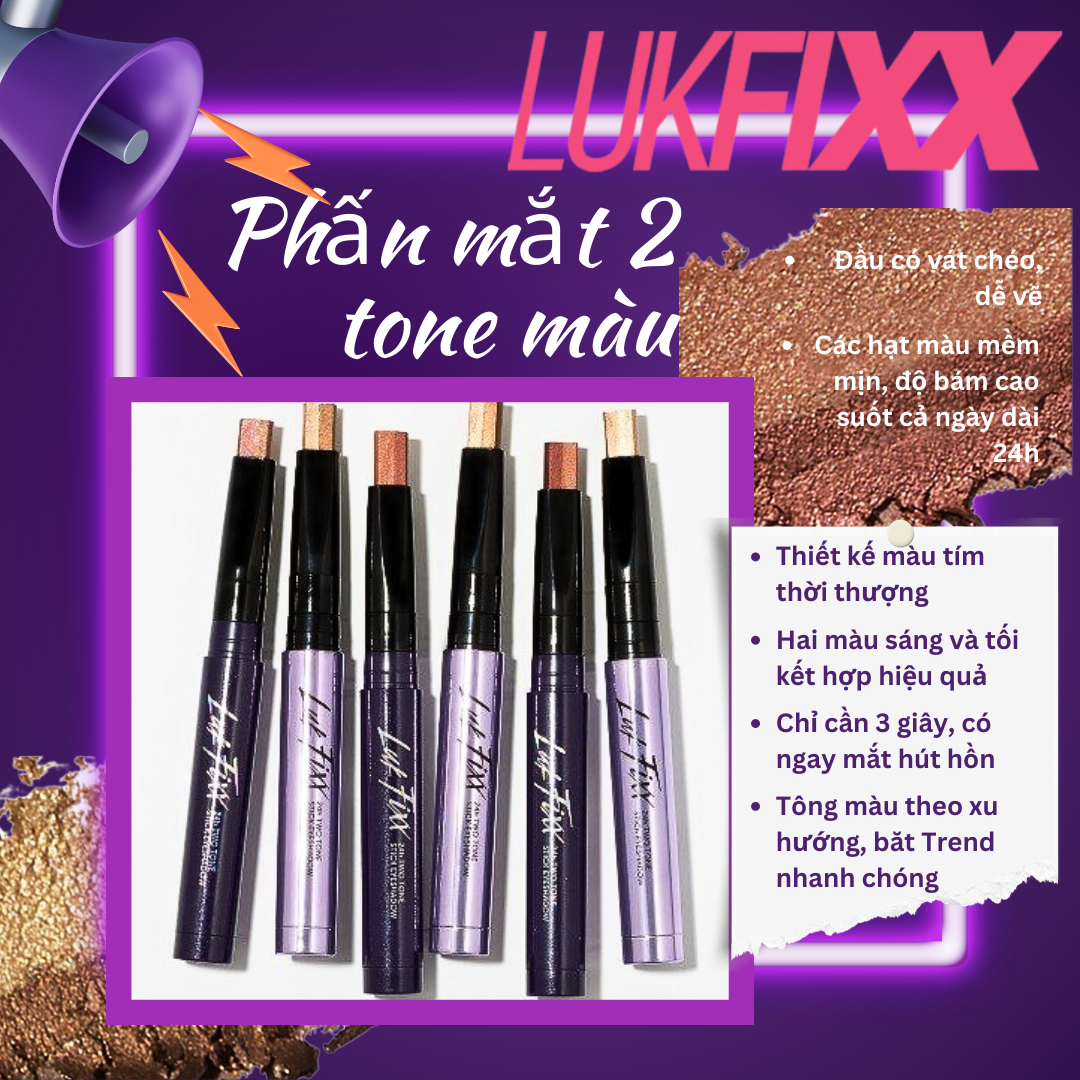 Phấn nhũ mắt Luk Fixx 24h Two Tone Stick – Amok.Beauty