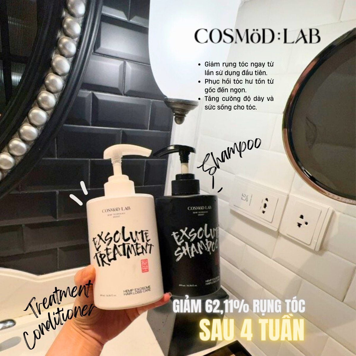 Cosmod LAB Exsolute: Dầu Gội & Xả Phục hồi Toàn Diện Cho Da Đầu Khỏe M ...