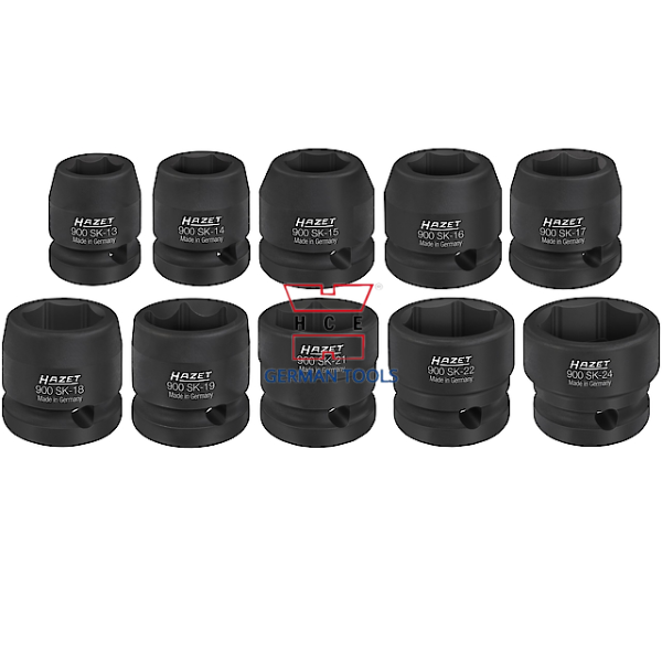 BỘ ĐẦU TUÝP LỤC GIÁC THÉP ĐEN 1/2'' 10 CHI TIẾT HAZET 900SK/10 – germantools