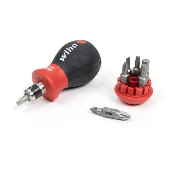 Bộ tua vít dẹp, hoa thị ngắn 6 đầu vít có nam châm 1/4'' Wiha 33746 ...