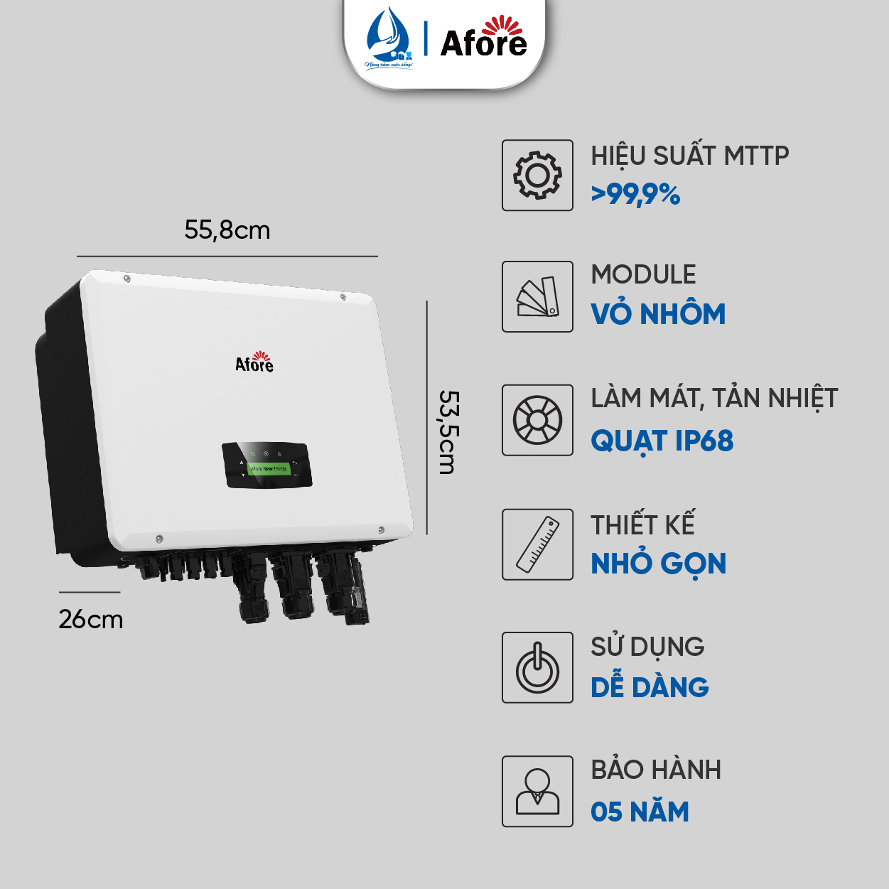 Biến tần hybrid 3 pha 3-30kw - Afore – Tổng kho thiết bị Sài Gòn Xanh