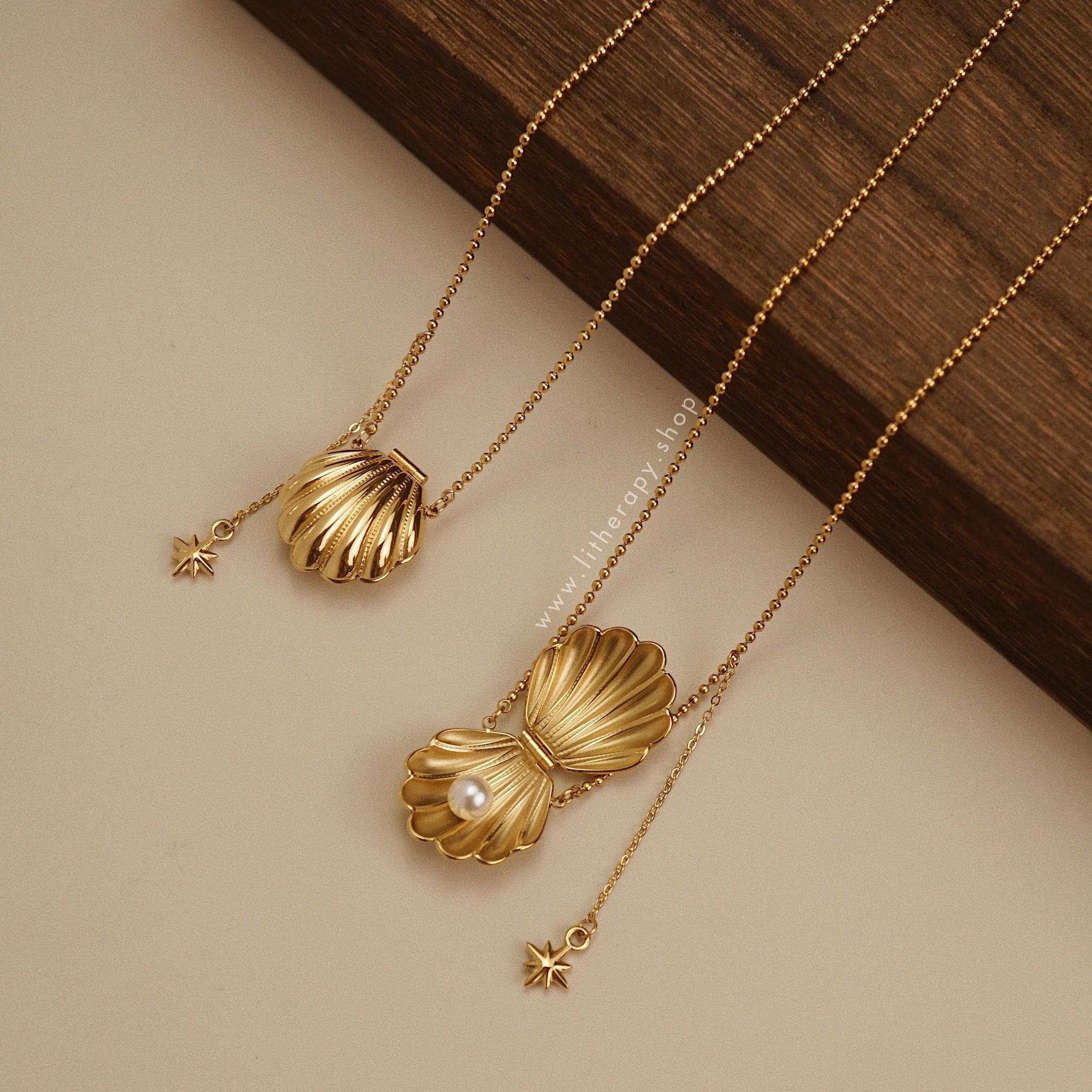 SHELL LOCKET LARIAT NECKLACE L I T H E R A P Y