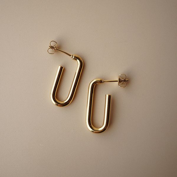 LONG RECTANGLE OPEN HOOP EARRINGS L I T H E R A P Y