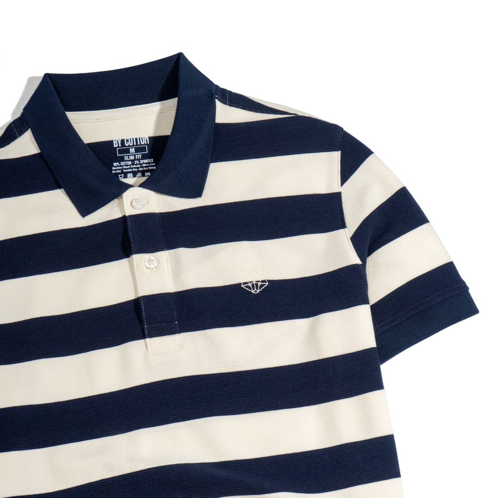 NAVY STRIPES FOX POLO