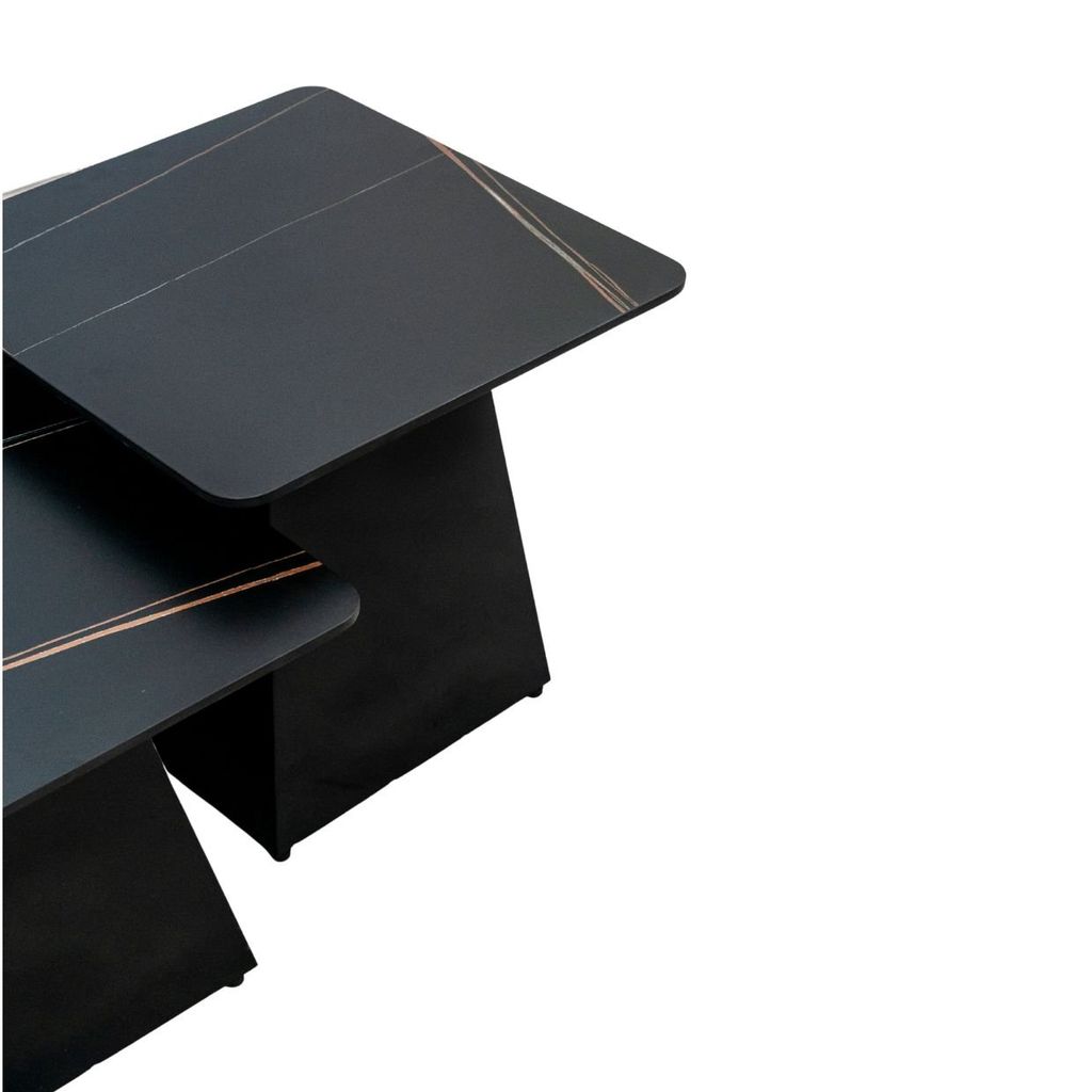 Bàn sofa vuông chân sắt mặt đá | TED | Đen – MATIA - NỘI THẤT QUẢNG NGÃI