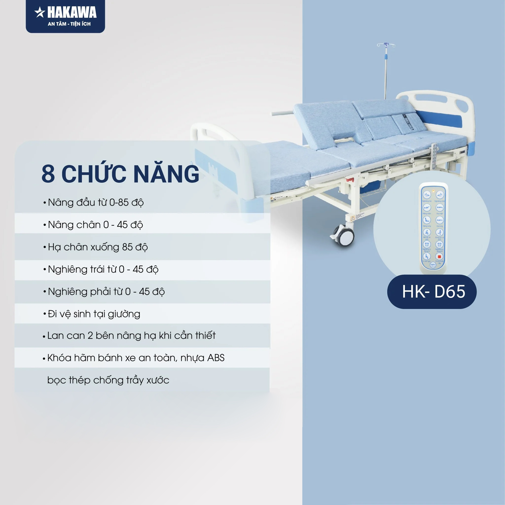 Giường y tế điện đa chức năng Hakawa HK-D65