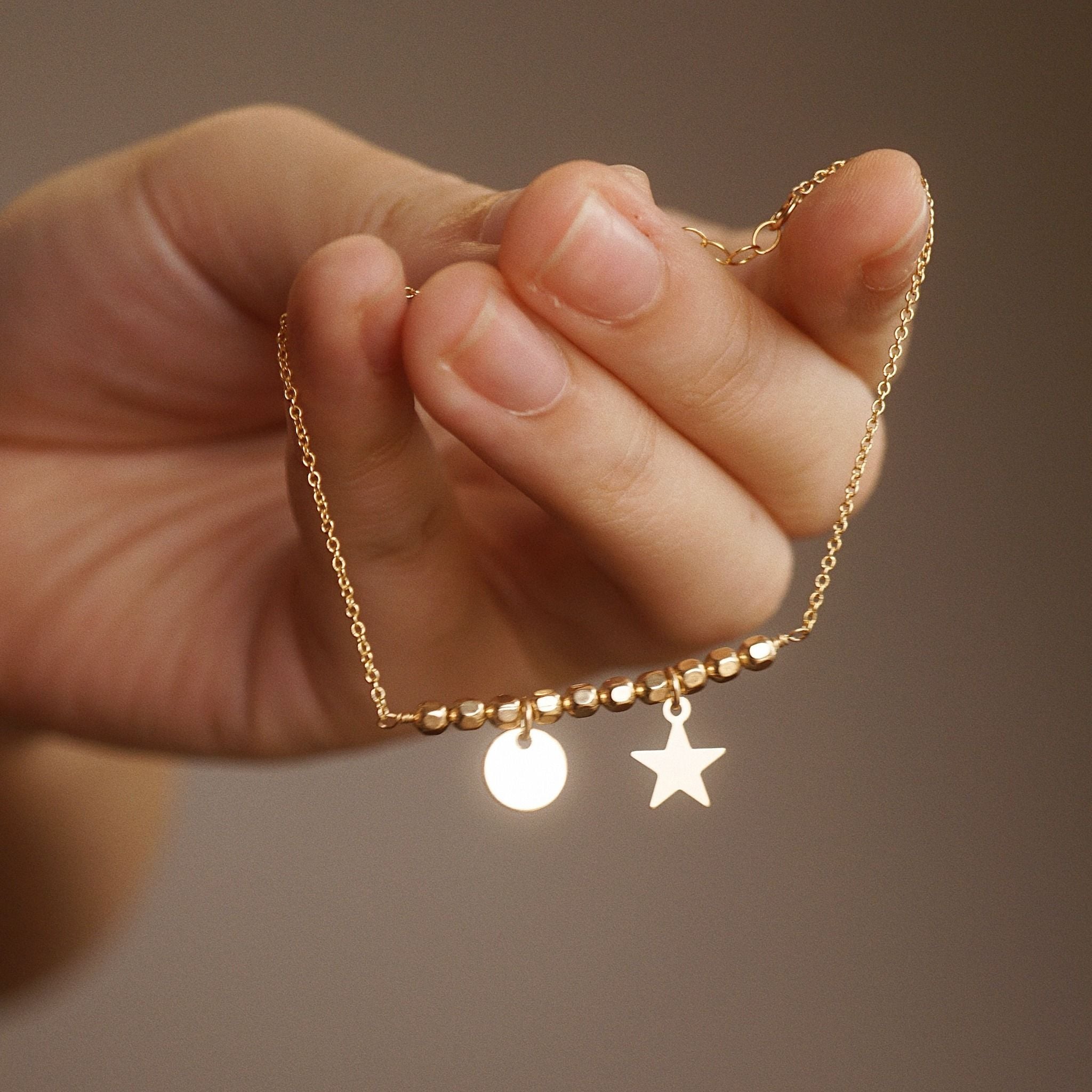 MINI DISC & STAR BEADED NUGGET BRACELET S A T E L L I T E