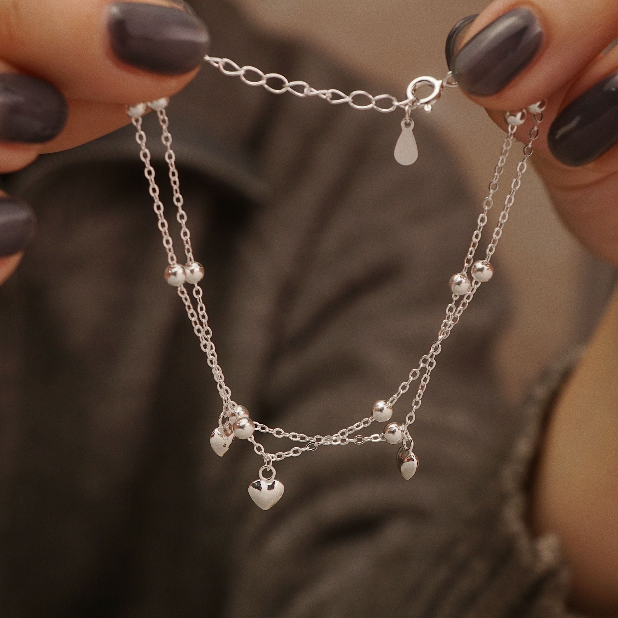 PUFF HEART DUO DOT CHAIN BRACELET (S) S A T E L L I T E