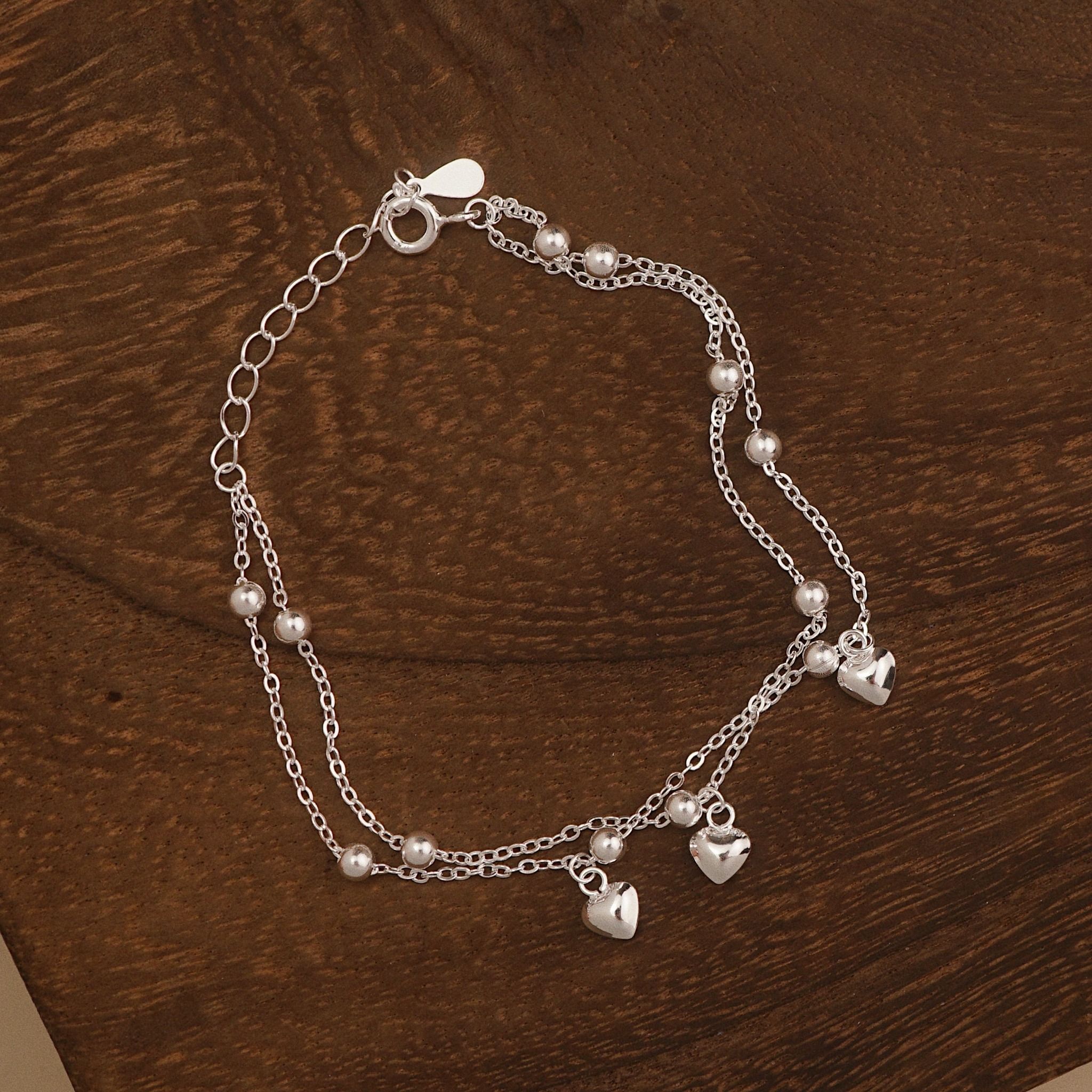 PUFF HEART DUO DOT CHAIN BRACELET (S) S A T E L L I T E