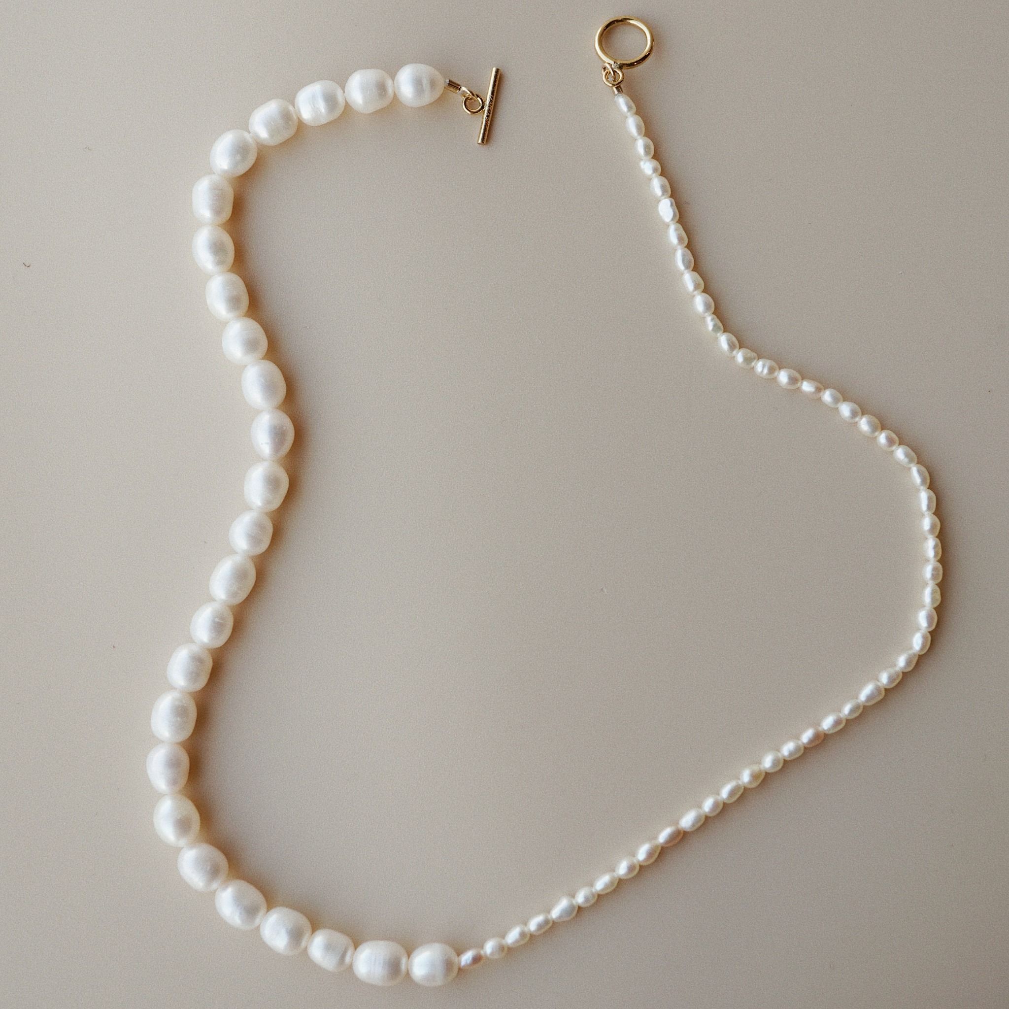 TOGGLE CLASP MIXED PEARL CHOKER NECKLACE S A T E L L I T E