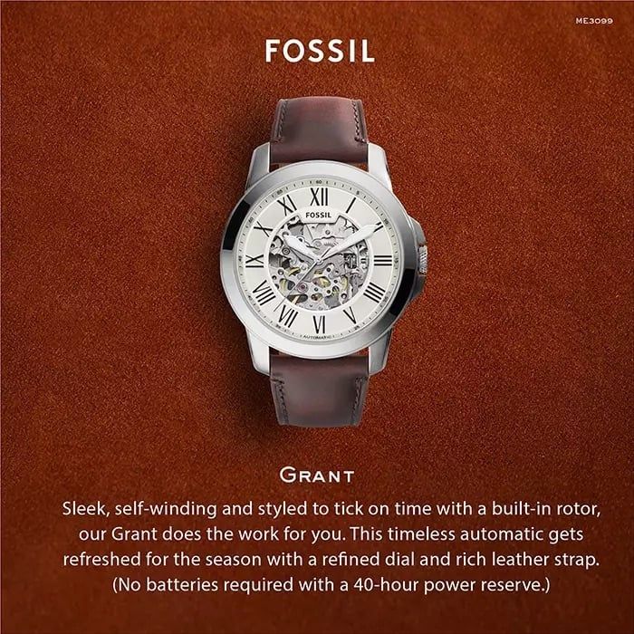 Đồng hồ nam Fossil GRANT dây da ME3099 - màu nâu – Fossil Việt Nam