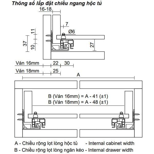 Thanh ray trượt 3 tầng giảm chấn VICKINI 02183.350 ZNP kẽm xanh – Thiết ...